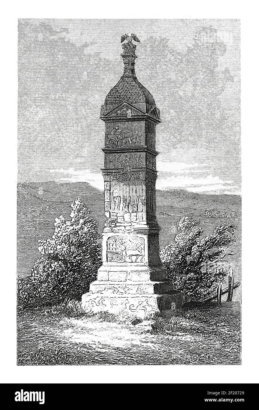 Antique illustration of Igel column in Germany. Published in ...