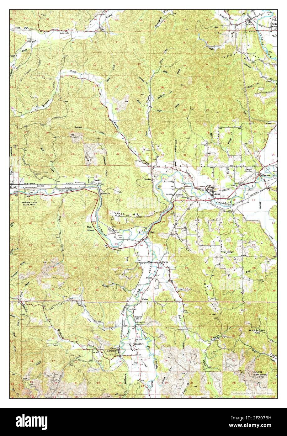 Adna, Washington, map 1953, 1:62500, United States of America by ...