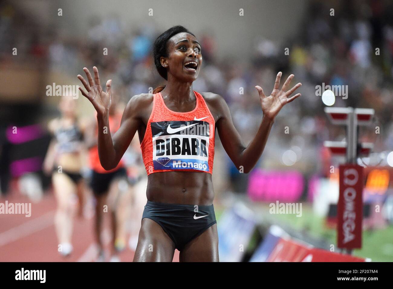 Genzebe Dbaba of Ethiopia competes in 1500m Women during the ...