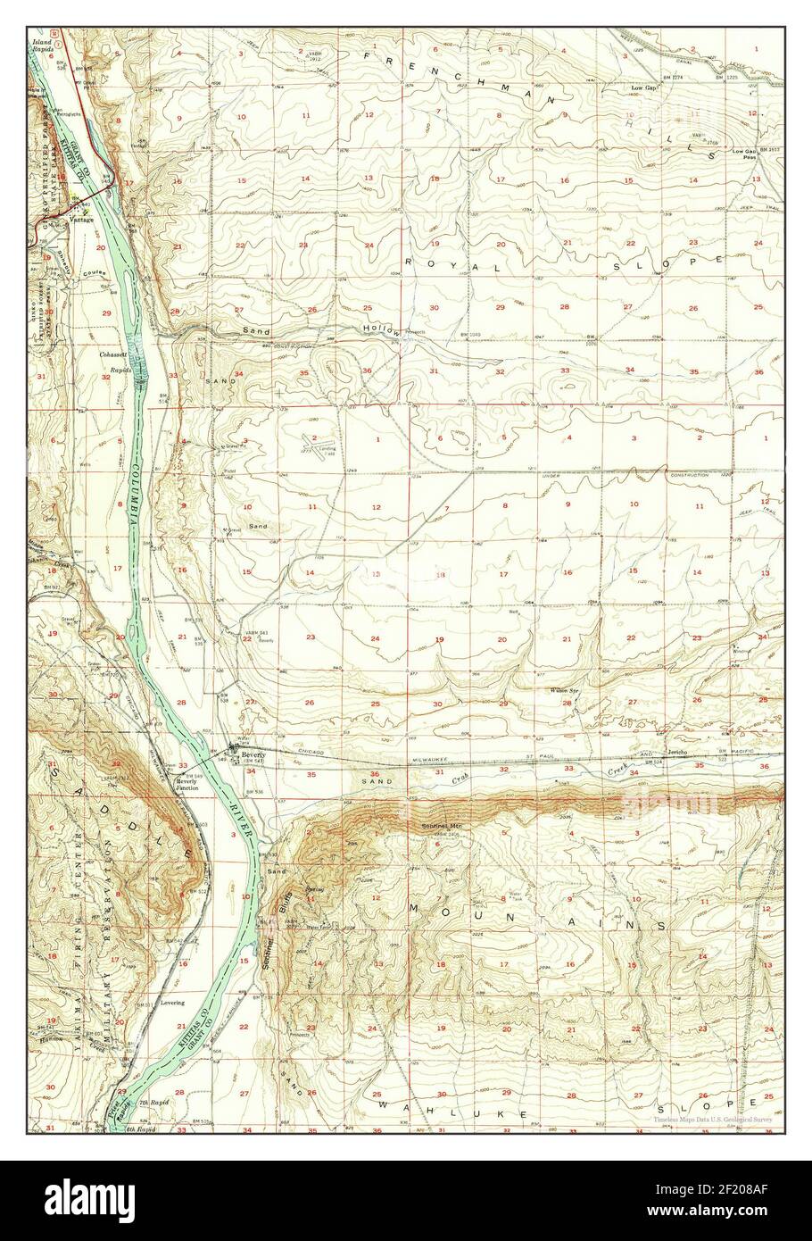 Beverly, Washington, map 1954, 1:62500, United States of America by ...