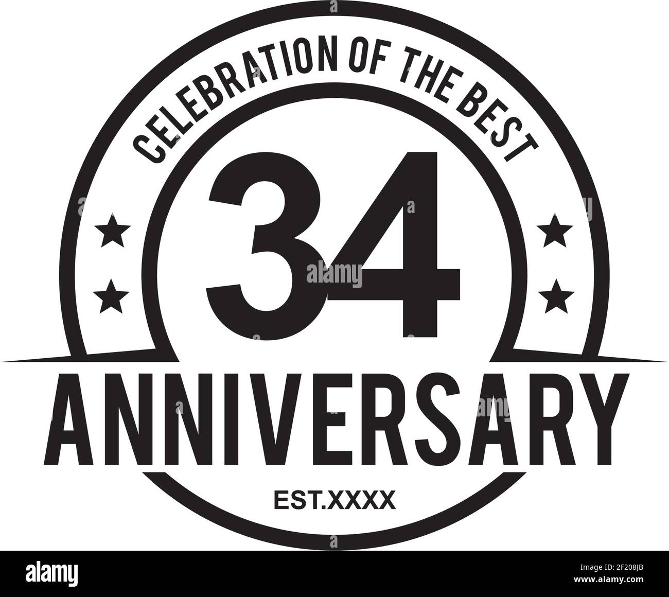 34th year celebrating anniversary logo design vector template Stock ...