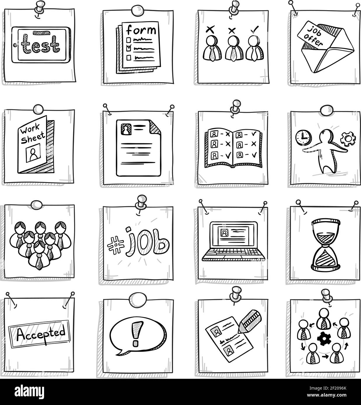 Doodle business career development elements set with human resources ...