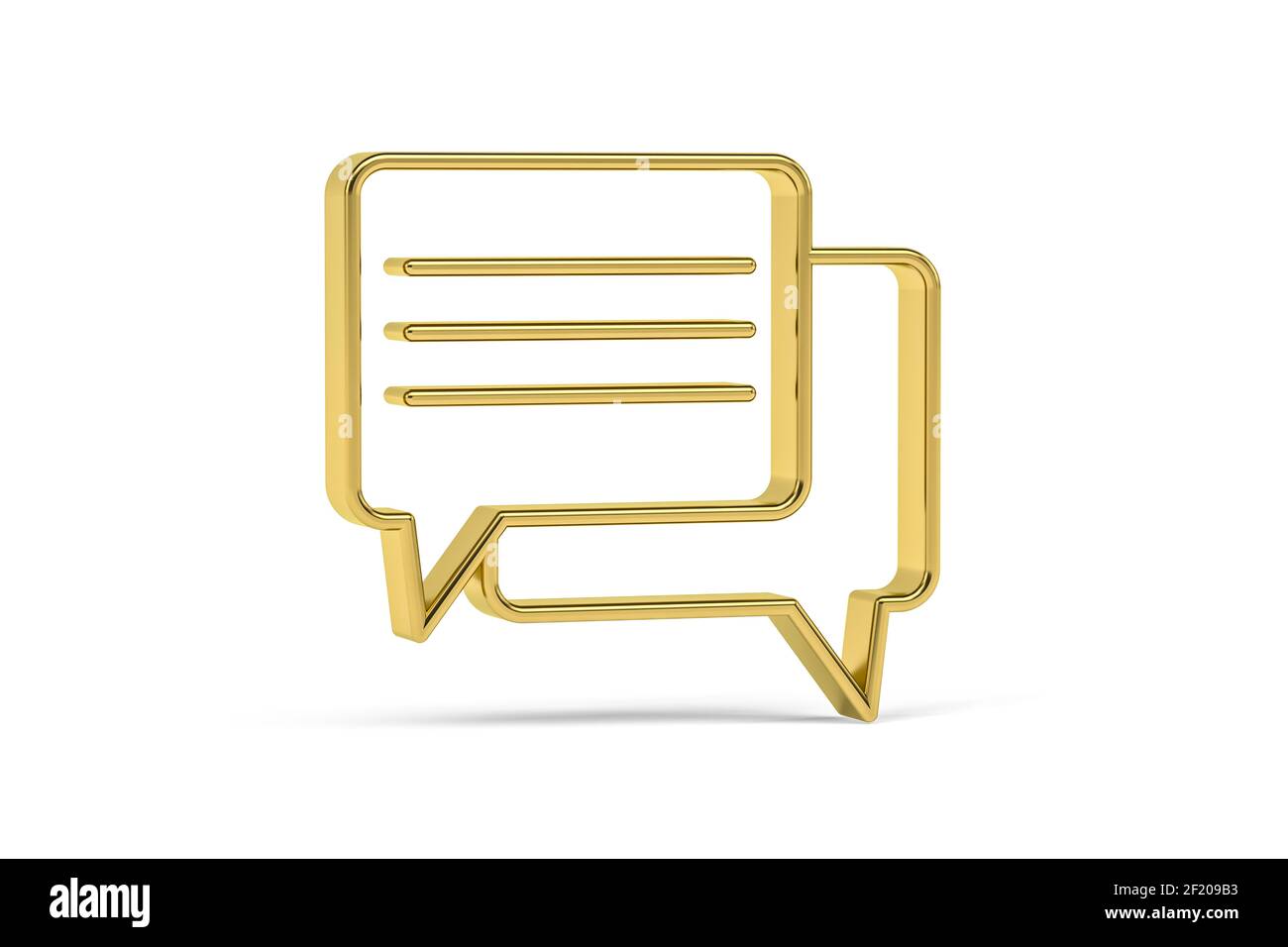 Golden 3d messages icon isolated on white background - 3D render Stock ...