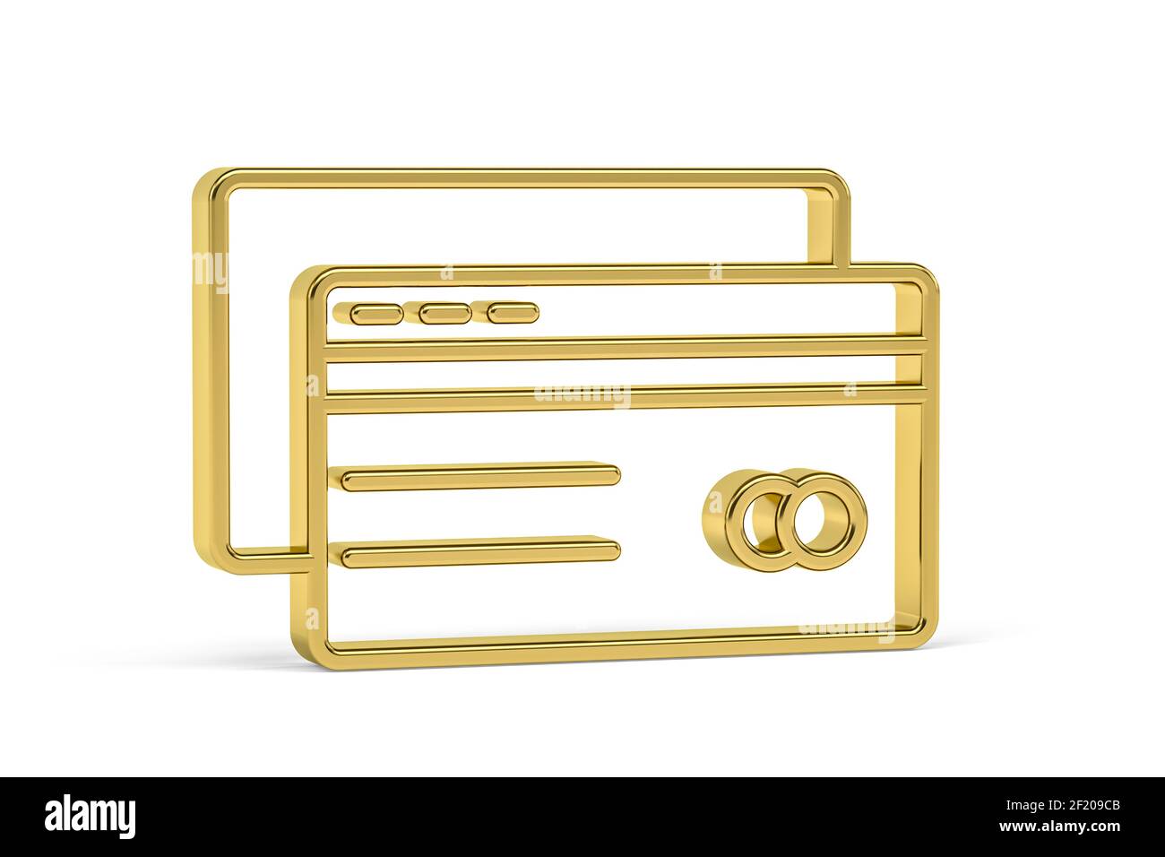 Golden 3d credit card icon isolated on white background - 3D render ...