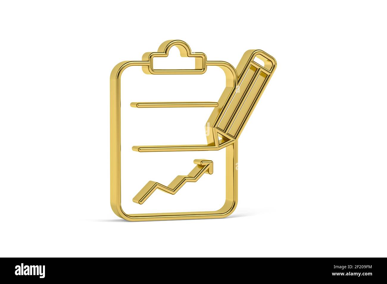 Golden 3d clipboard icon isolated on white background - 3D render Stock ...