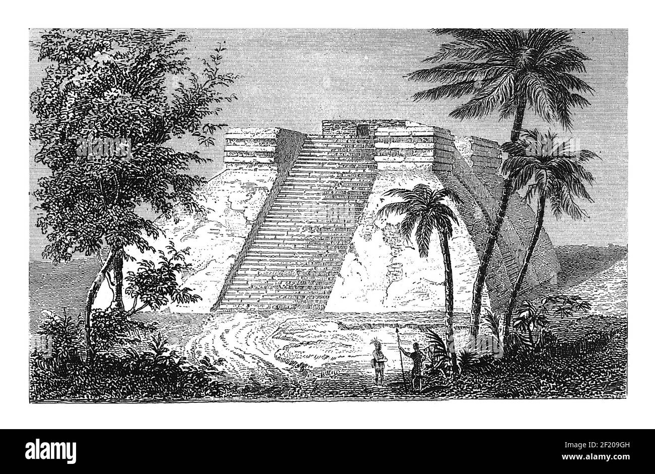 19th-century illustration of teocalli of Tehuantepec. Published in ...