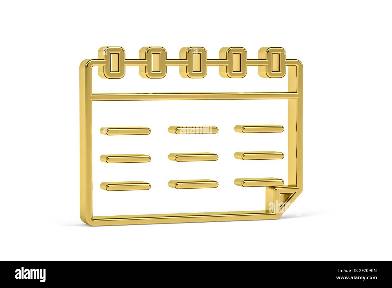 Golden 3d calendar icon isolated on white background - 3D render Stock ...