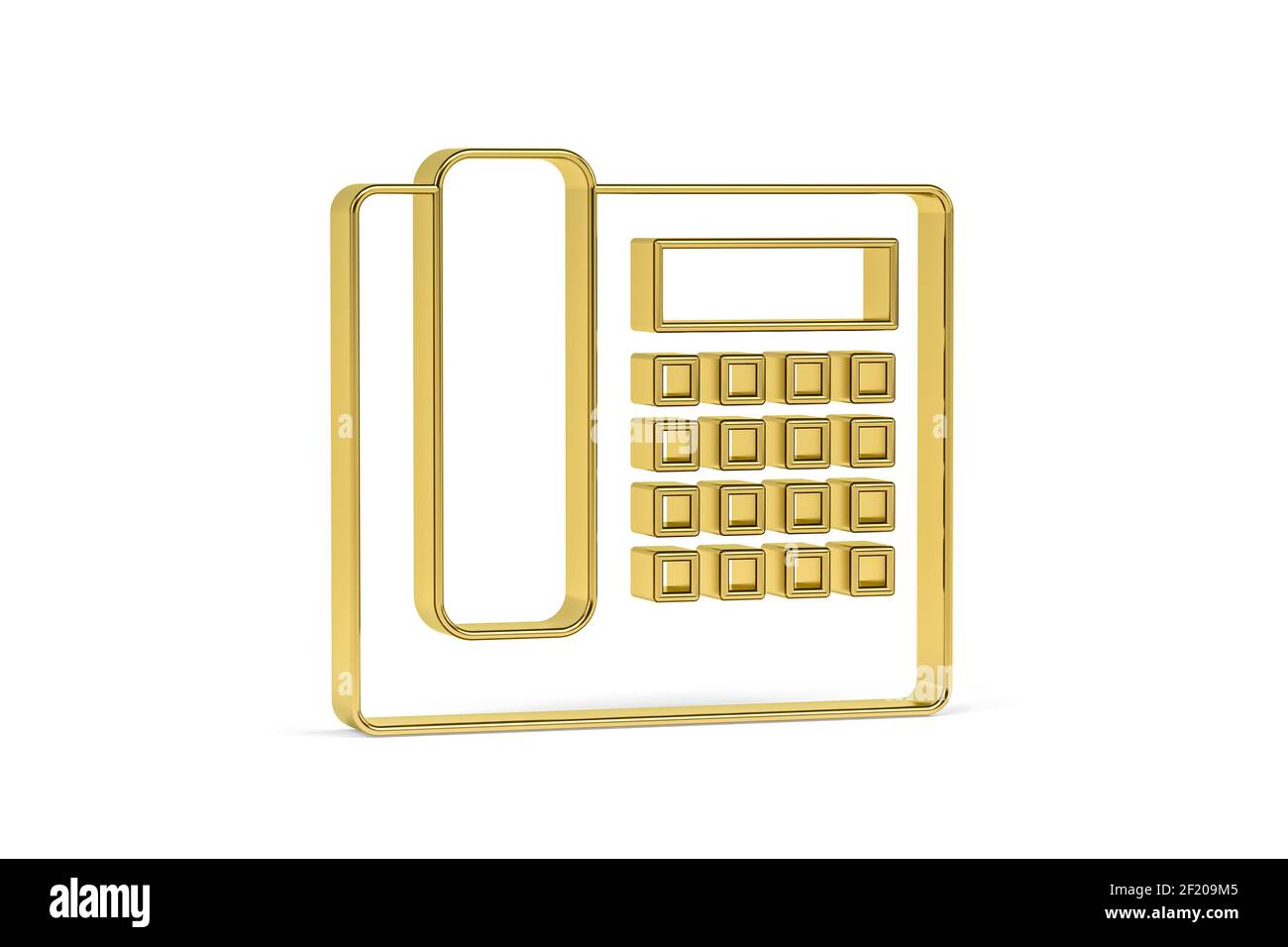 Golden 3d phone icon isolated on white background - 3D render Stock ...