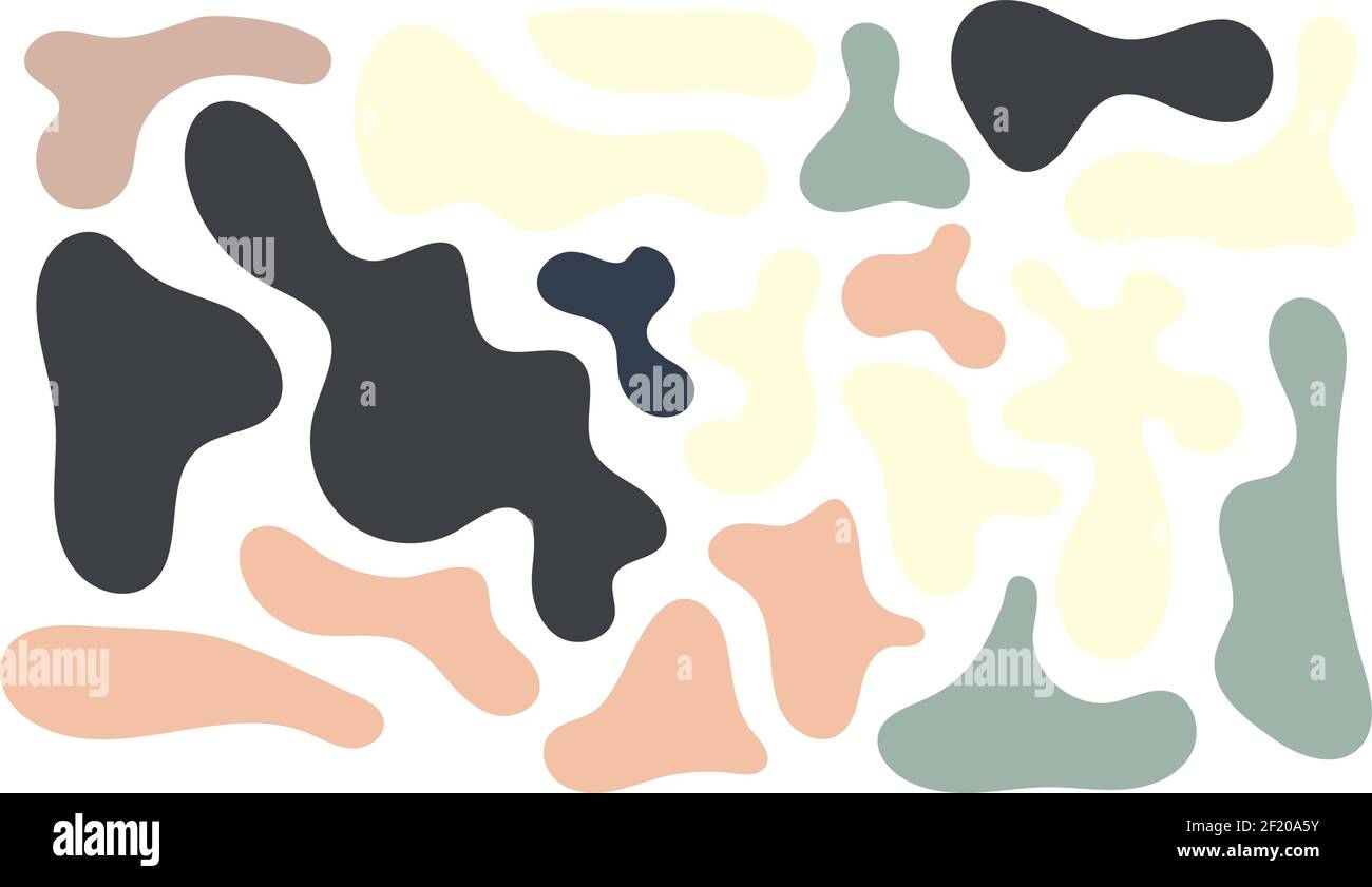 Irregular blob, set of abstract organic shapes. Abstract irregular random blobs, pastel green ...