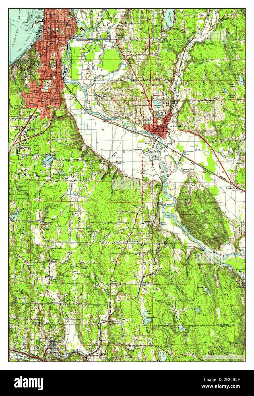 Map of everett washington hi-res stock photography and images - Alamy