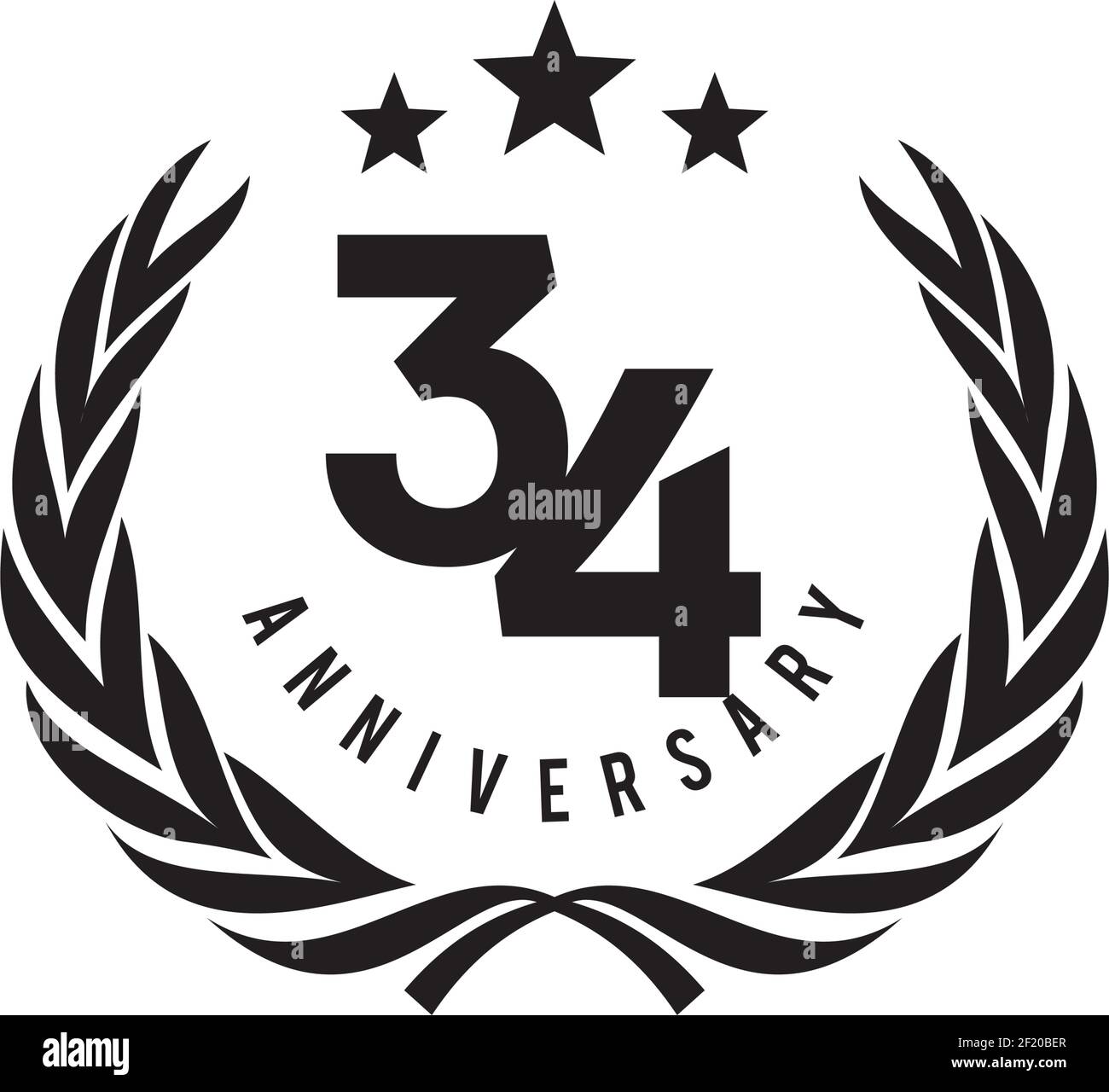 34th year celebrating anniversary logo design vector template Stock ...