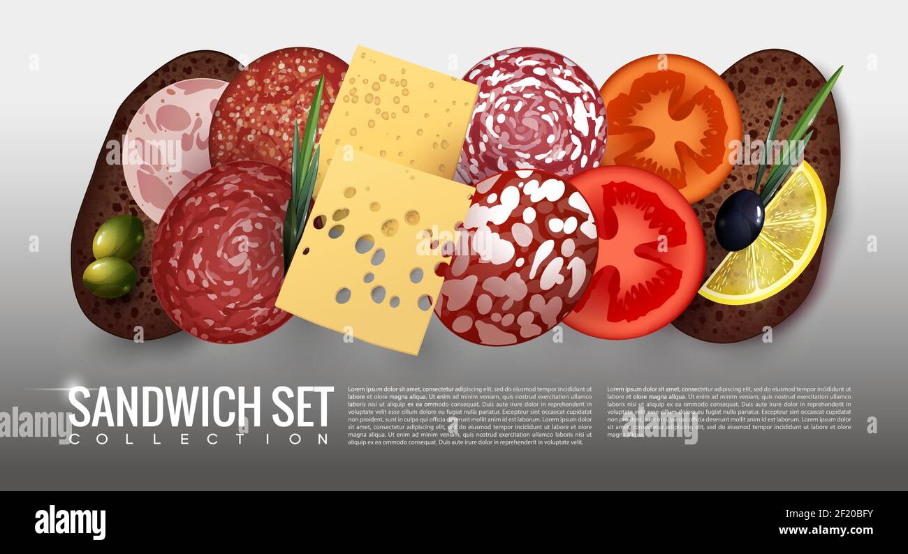 Bread olives and meat Stock Vector Images - Alamy