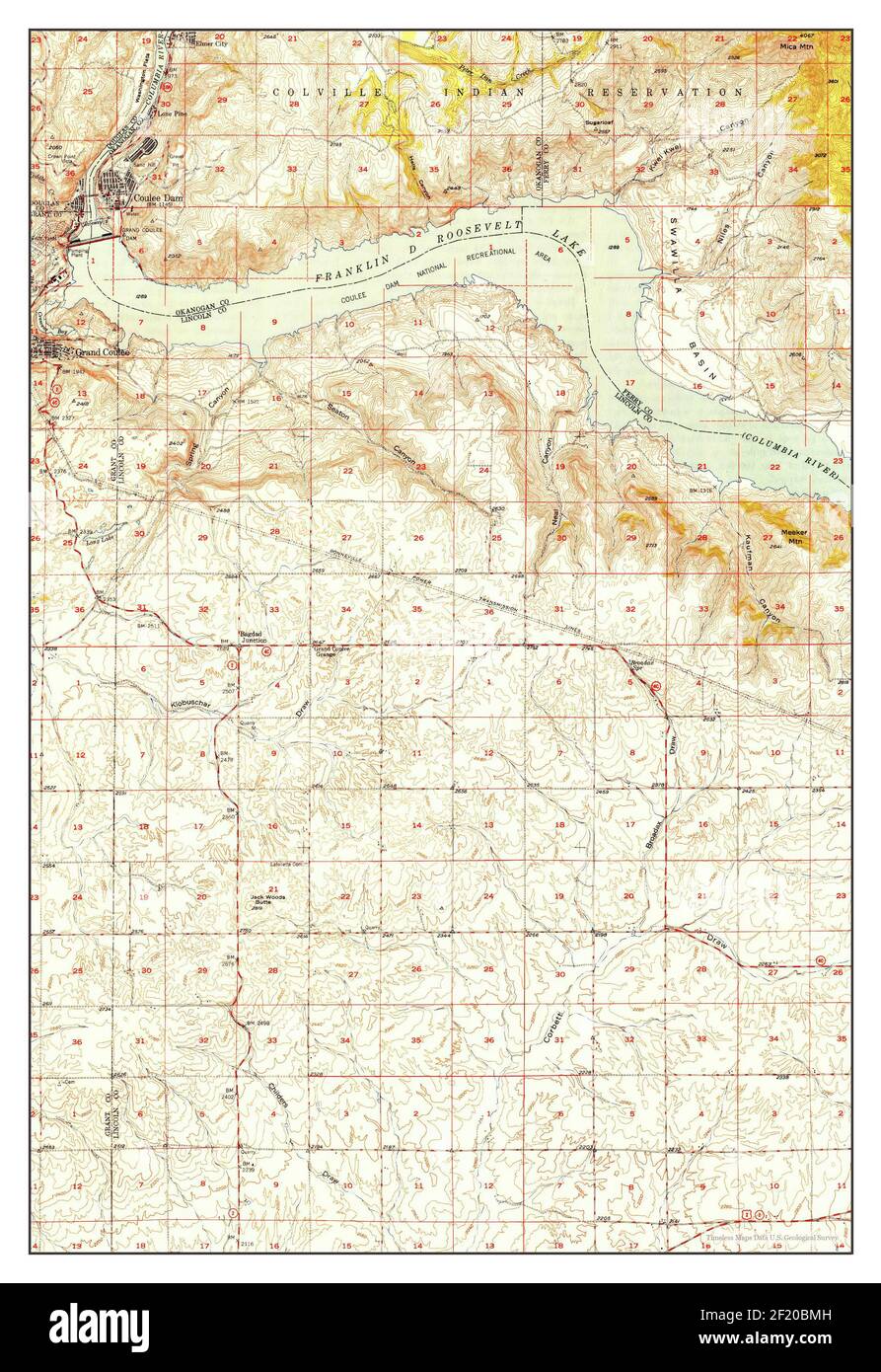Map of grand coulee hi-res stock photography and images - Alamy