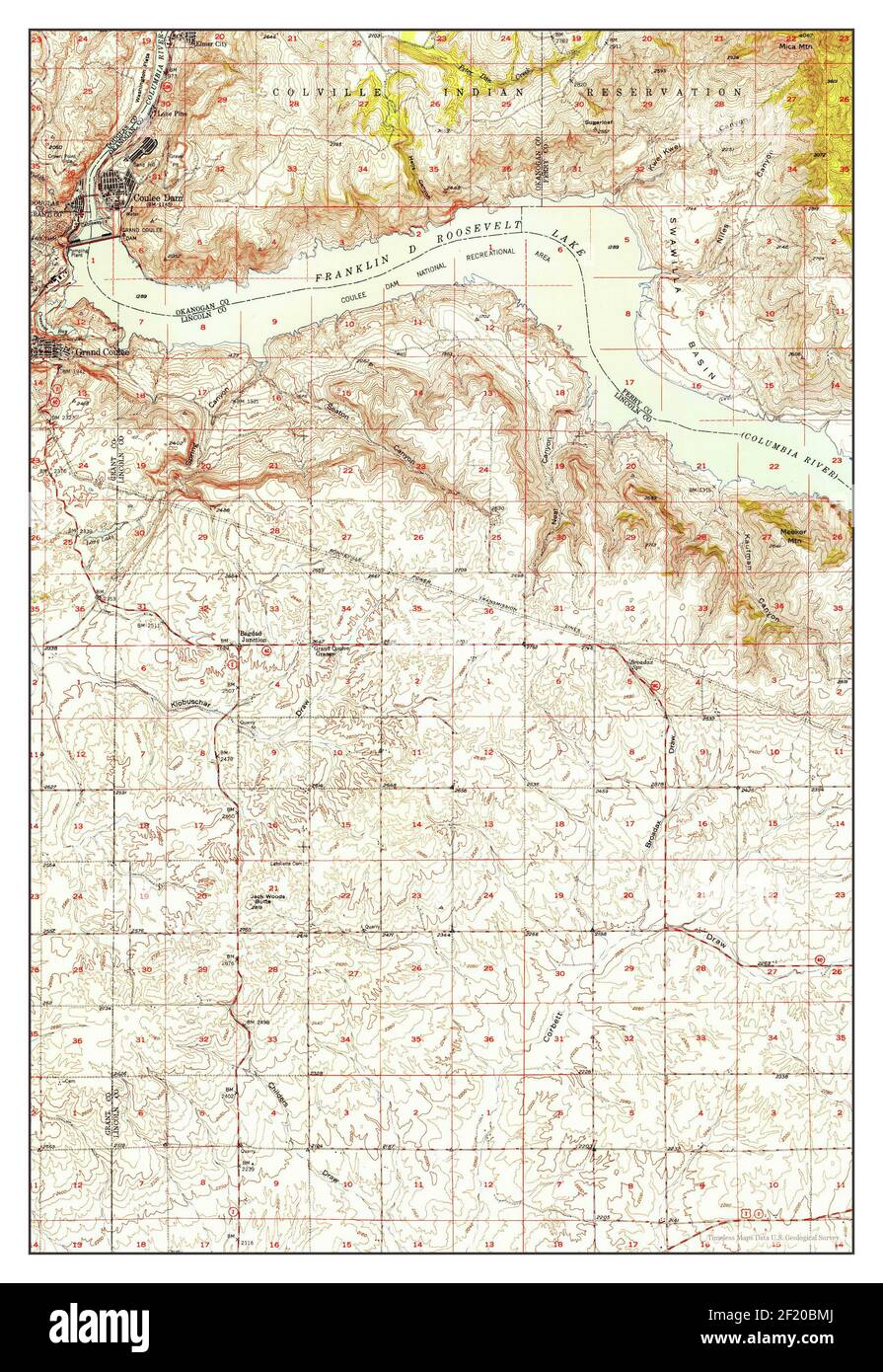 Map of coulee dam hi-res stock photography and images - Alamy