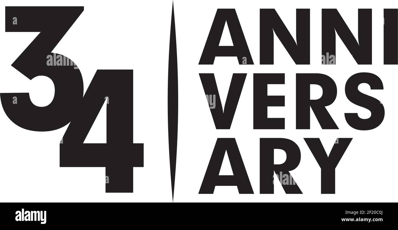 34th year celebrating anniversary logo design vector template Stock ...