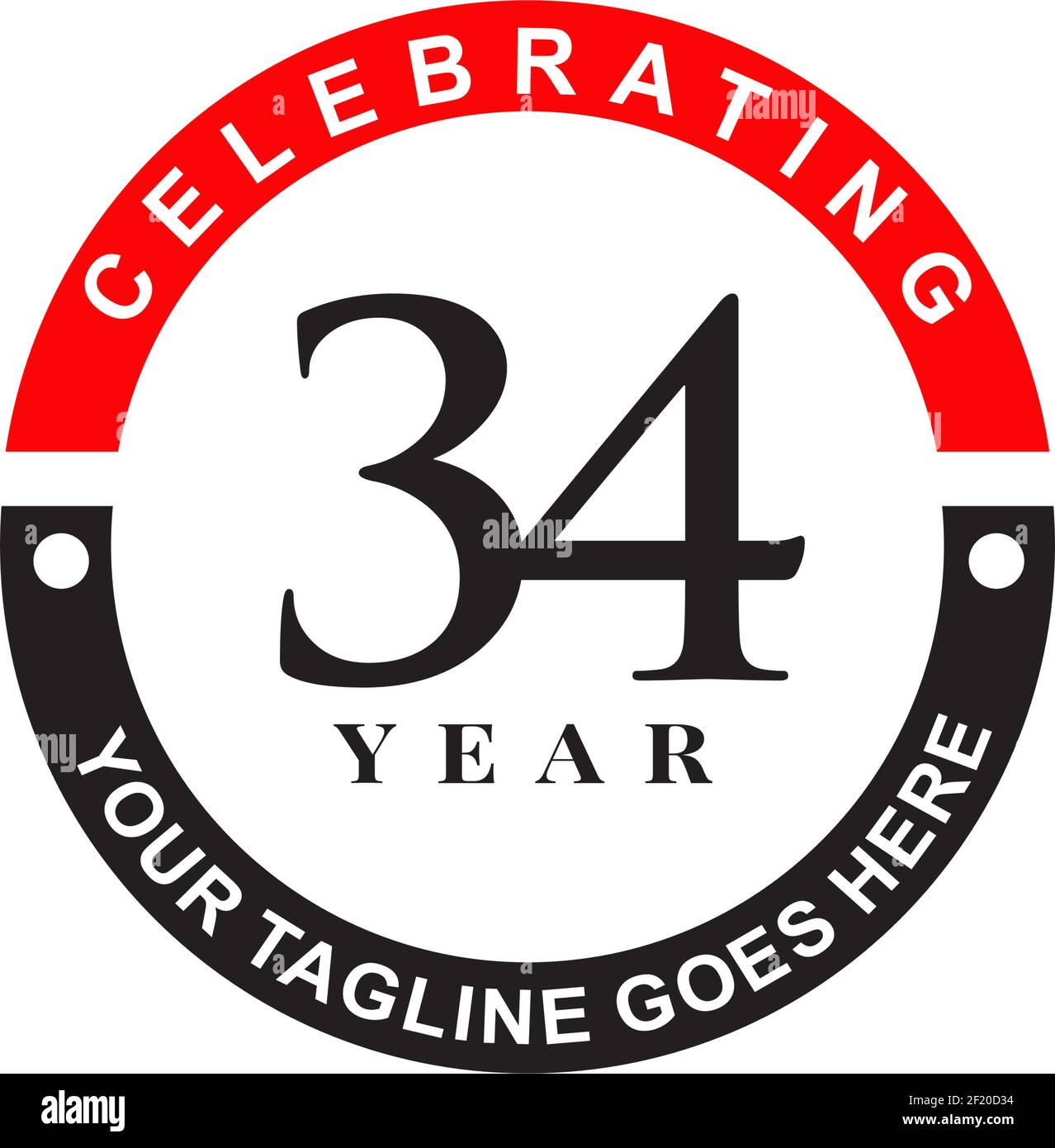 34th year celebrating anniversary logo design vector template Stock ...