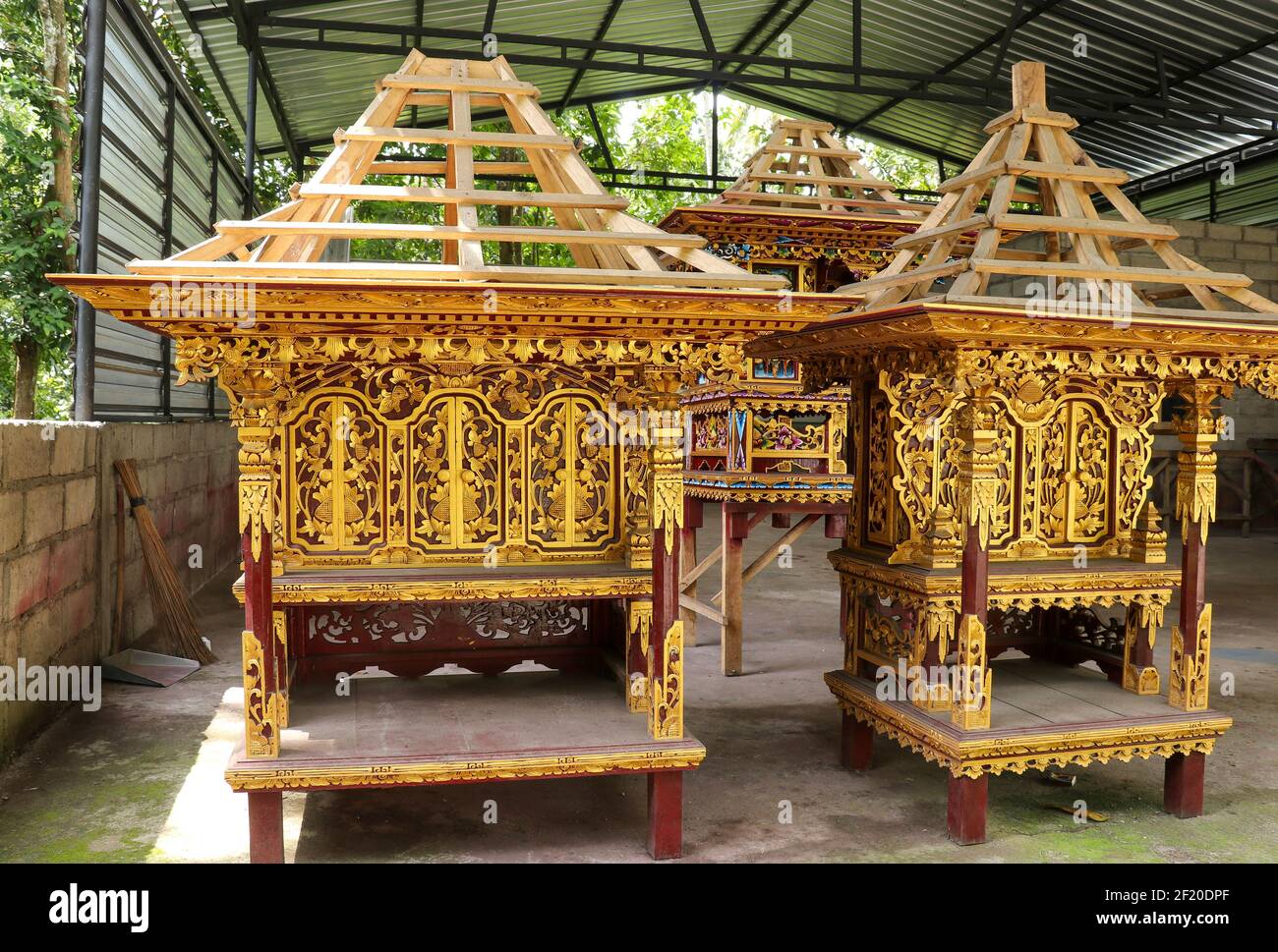 Colored weooden altar. A small Hindu altar on the Bali Island Stock ...