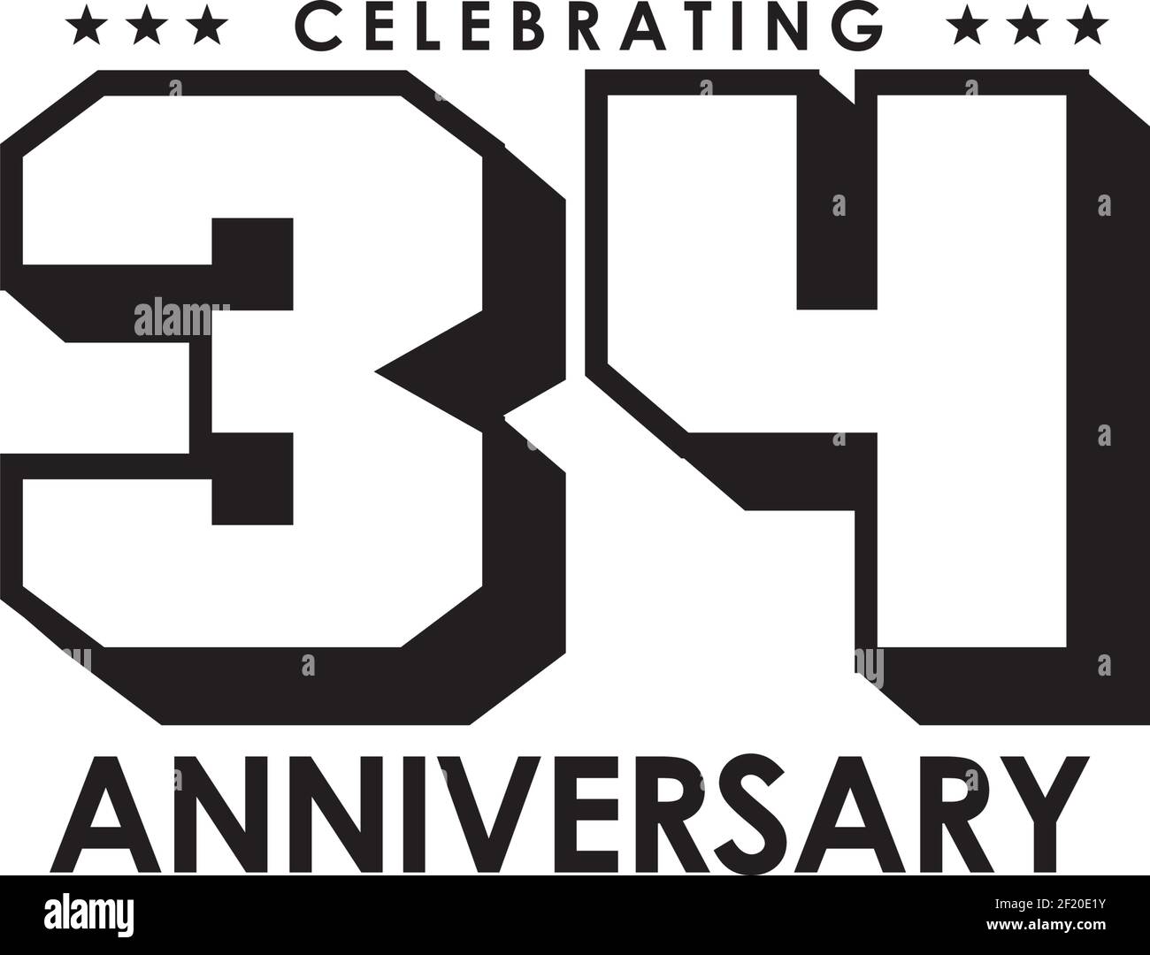 34th year celebrating anniversary logo design vector template Stock ...