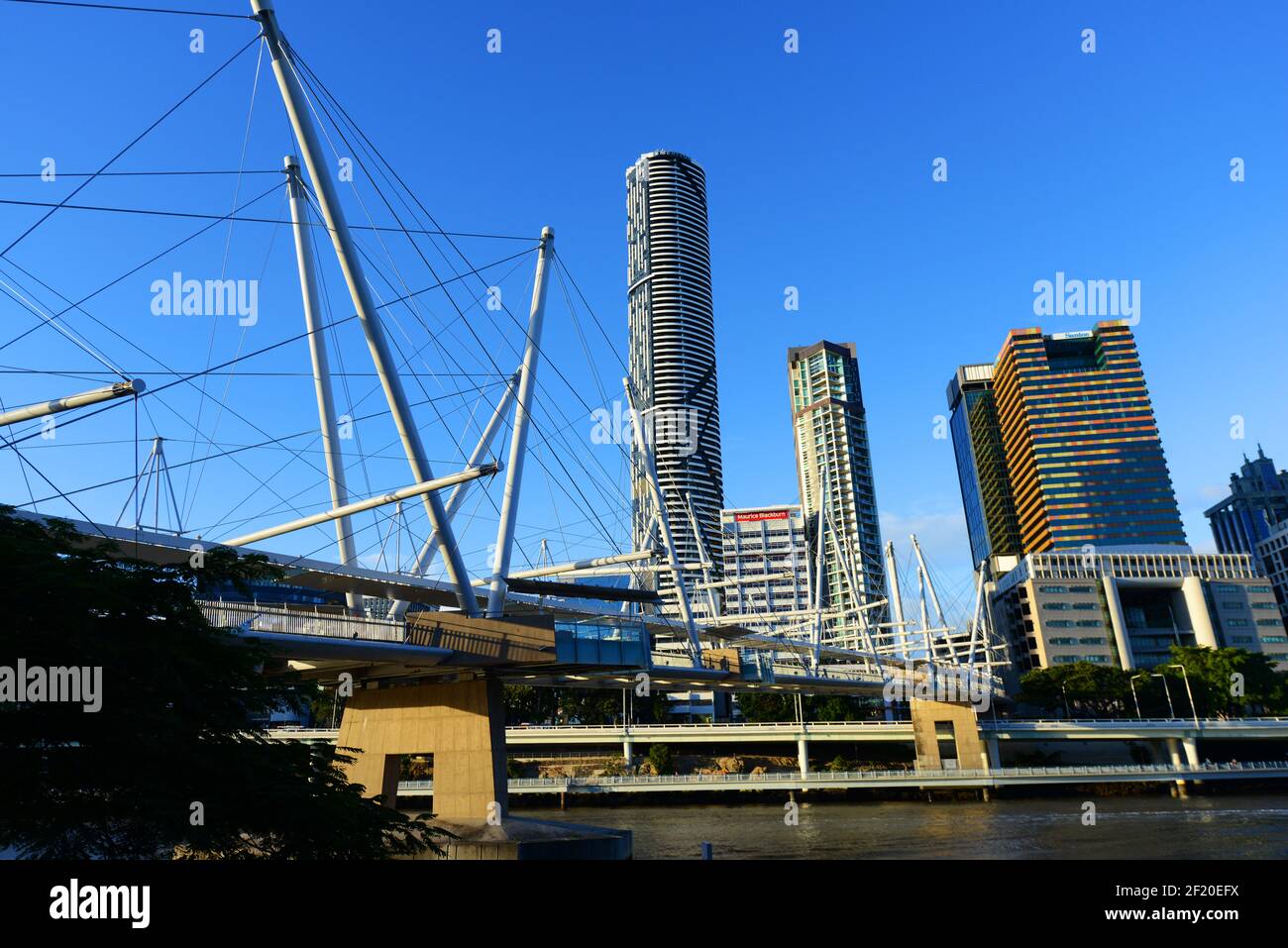 Kurilpa Bridge over the Brisbane river, Queensland, Australia Stock ...
