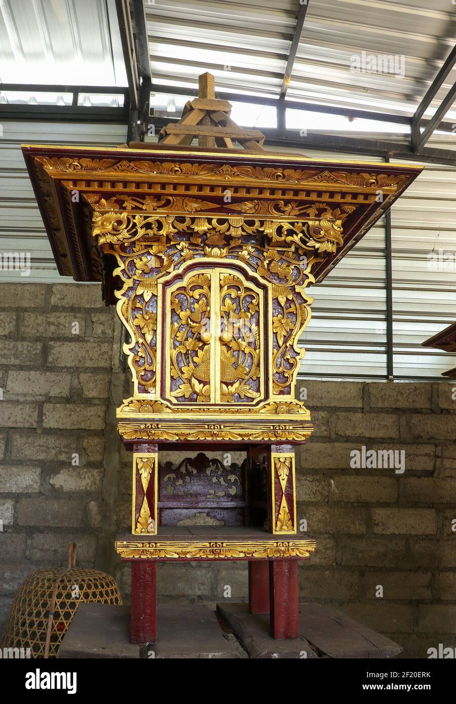 Colored weooden altar. A small Hindu altar on the Bali Island Stock ...