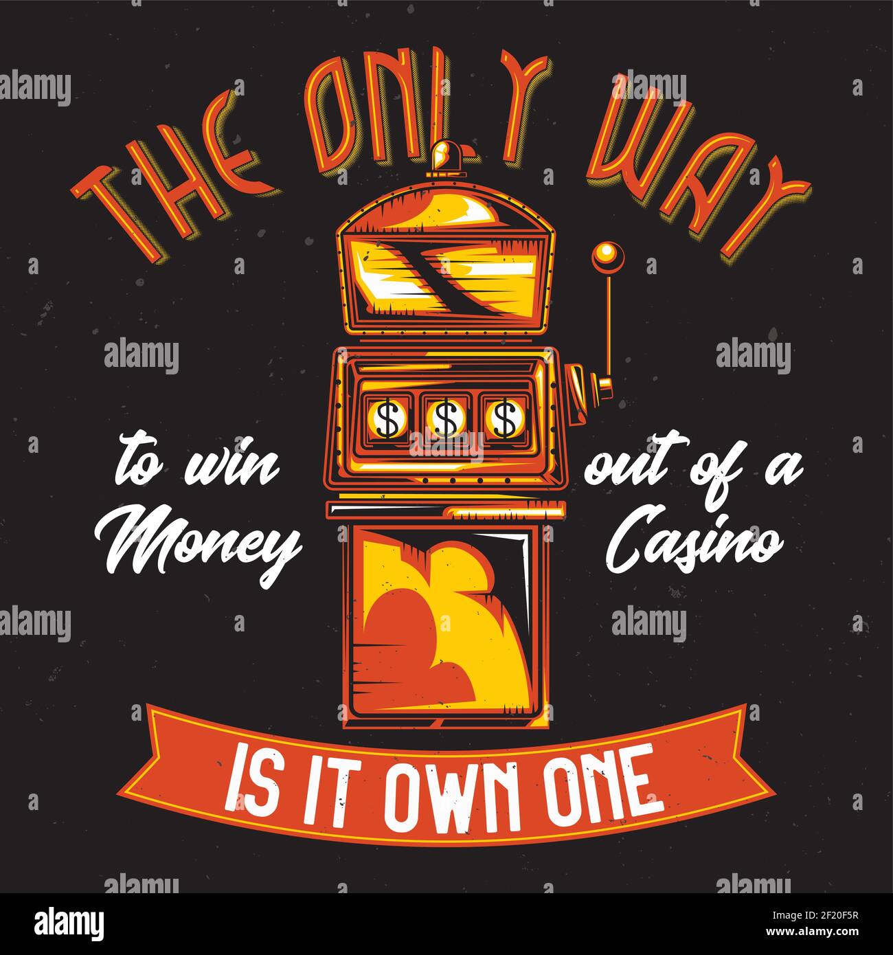 T-shirt or poster design with illustration of a slot machine Stock ...