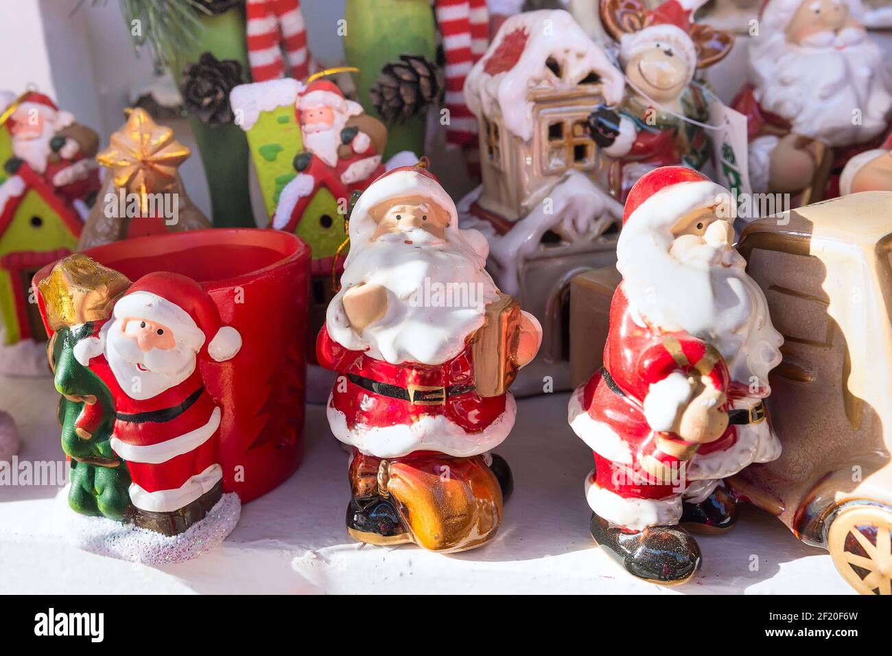 European Christmas market Santa Claus figurines Stock Photo - Alamy