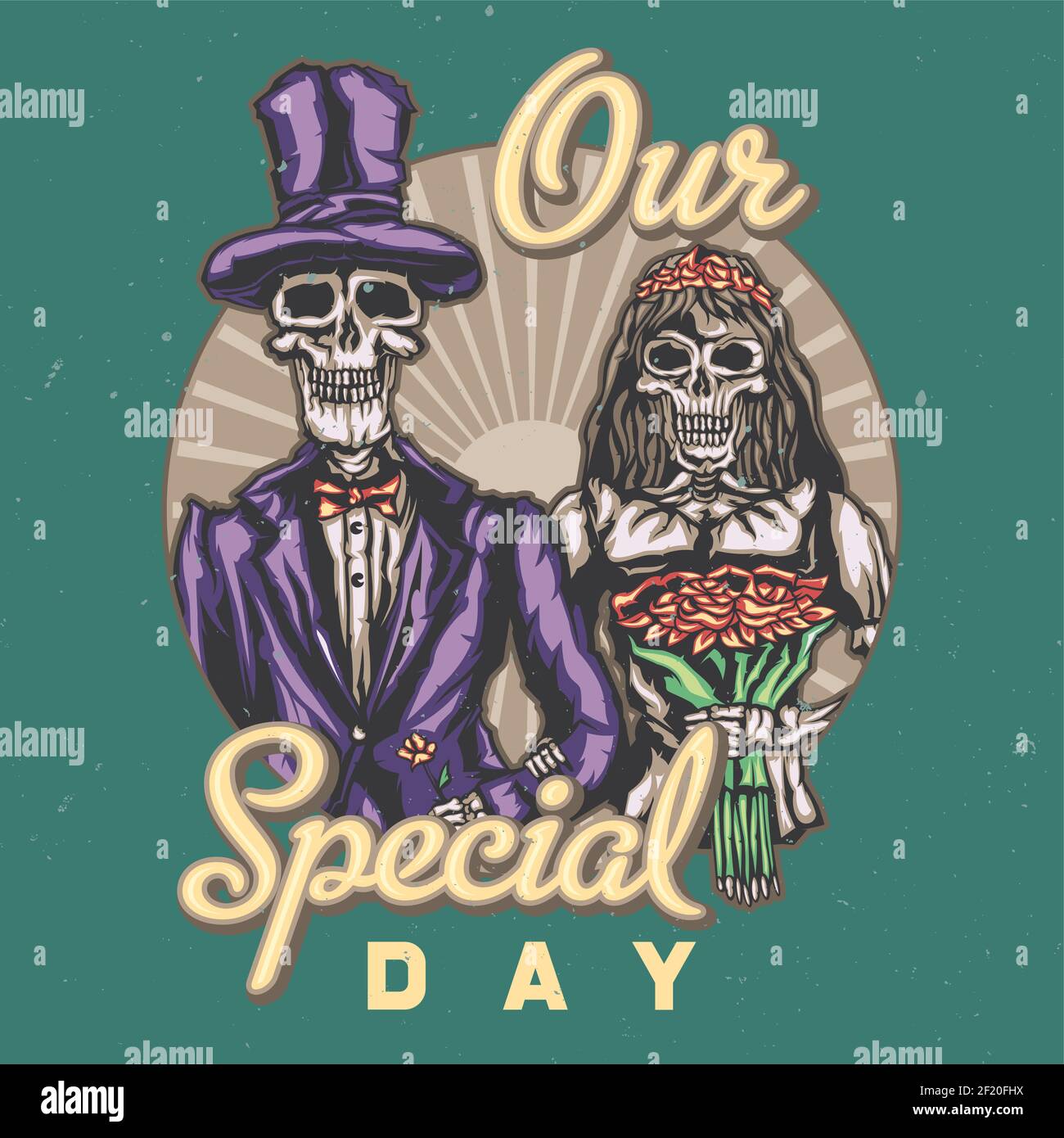 T-shirt or poster design with illustraion of dead bride and groom Stock ...