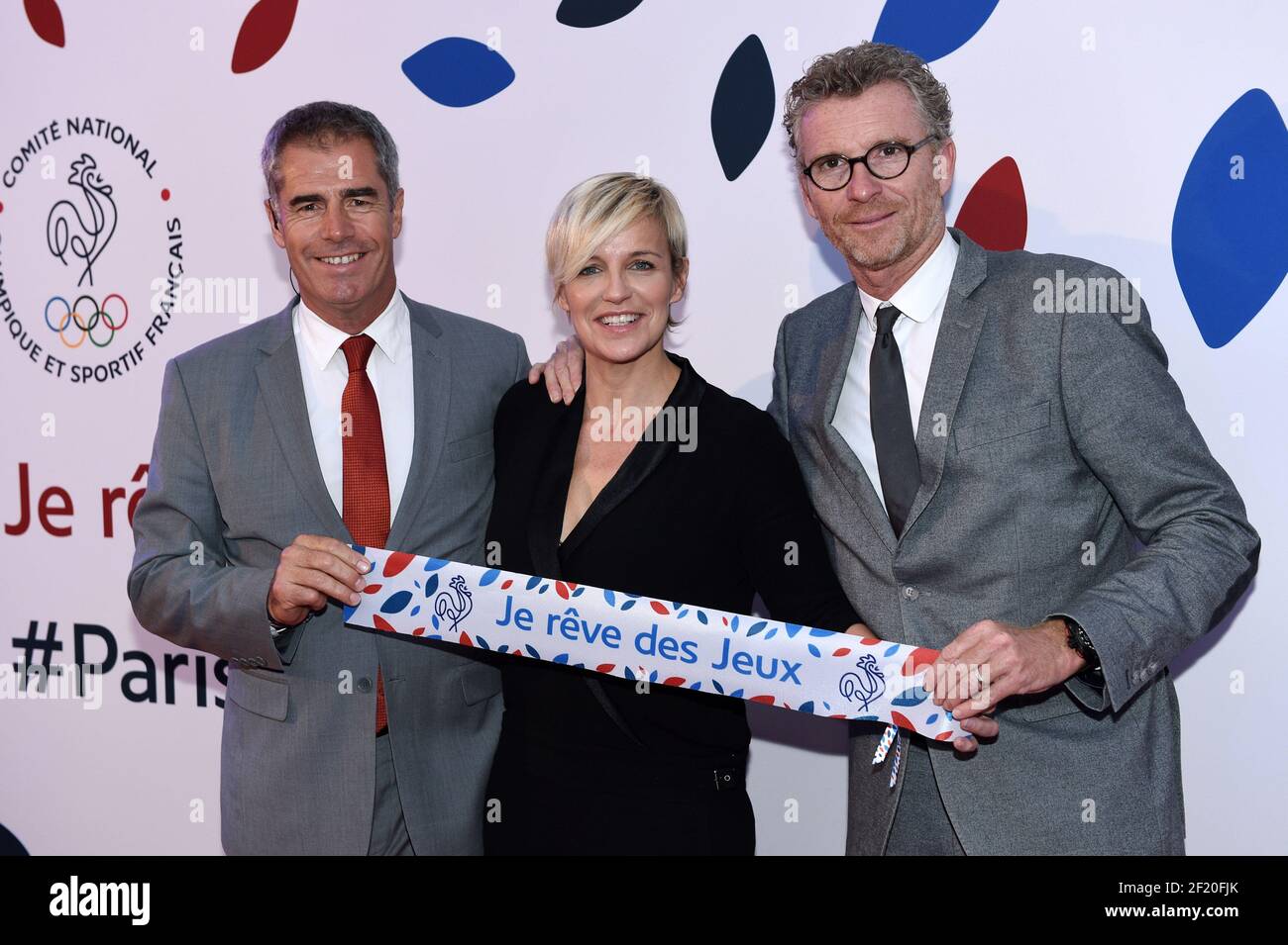 Marc Maury, Celine Geraud, and Denis Brogniart pose during the CNO ...
