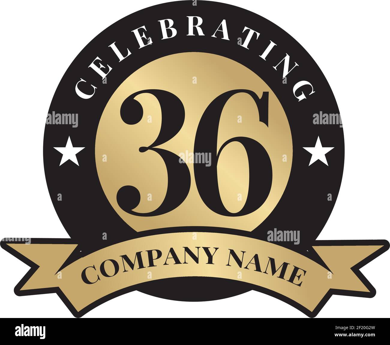 Celebrating 36th year anniversary logo design vector template Stock ...