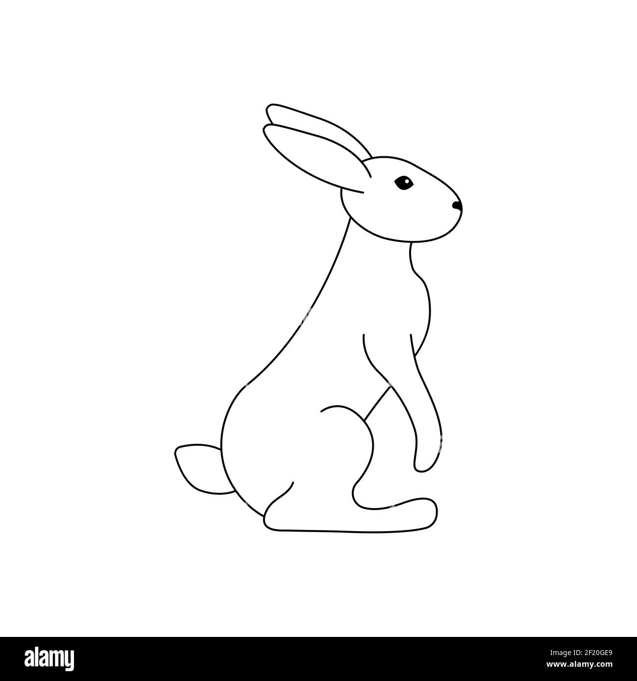 Vector illustration of a rabbit that is preparing to jump. Black ...