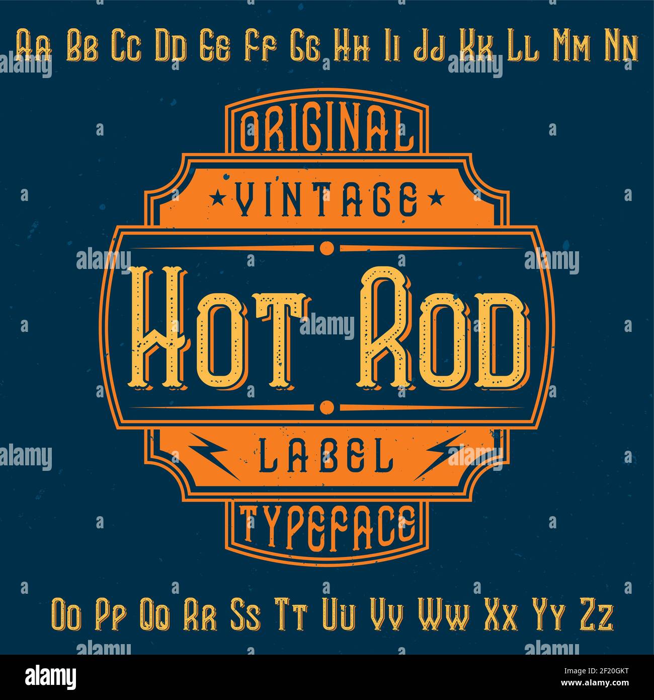 Original label typeface named 'Hot Rod'. Good to use in any label ...