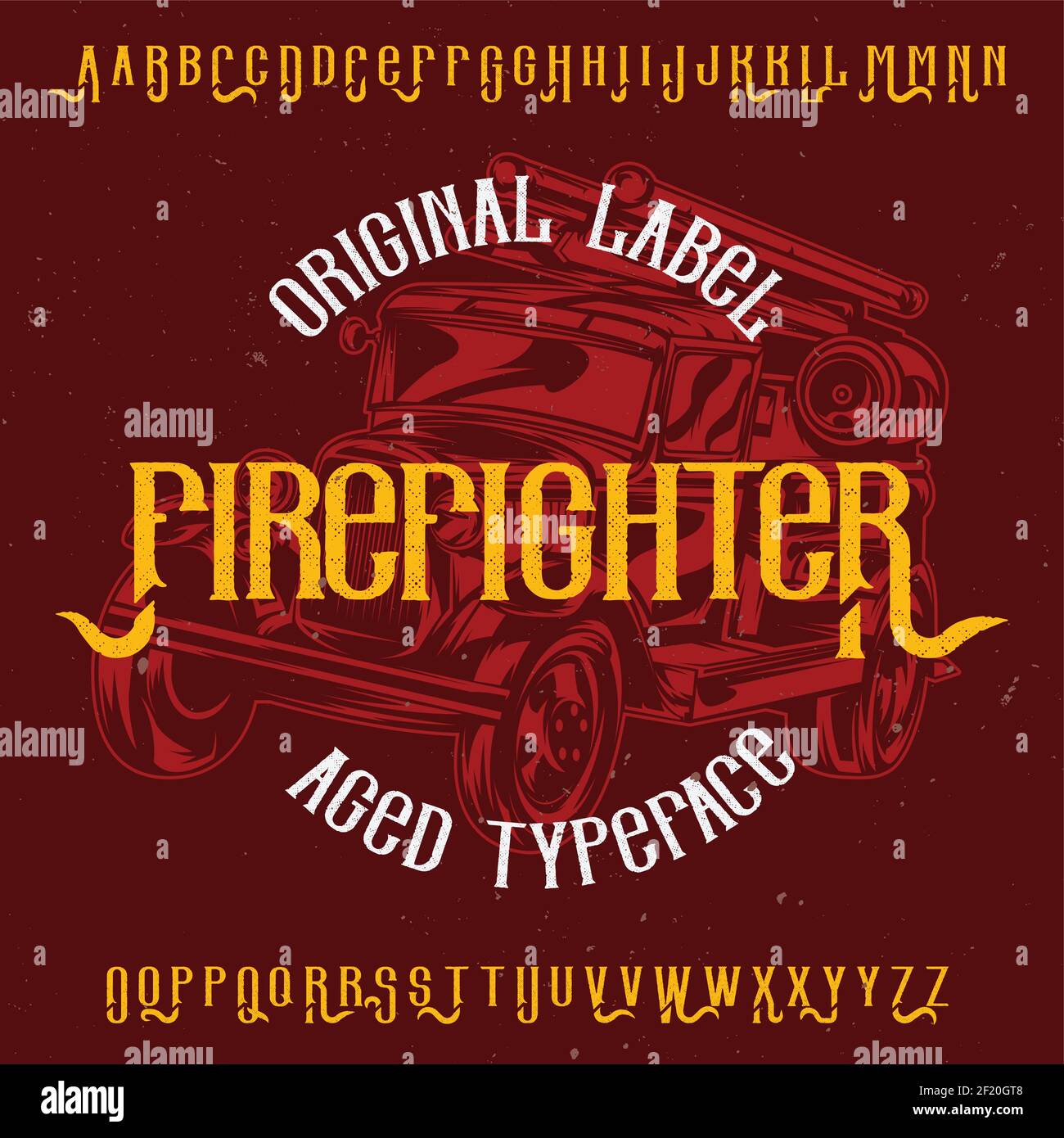 Original label typeface named 'Firefighter'. Good to use in any label ...