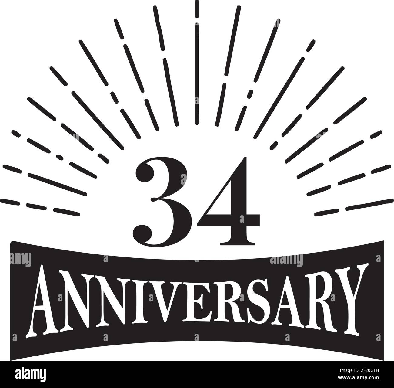 34th year celebrating anniversary logo design vector template Stock ...