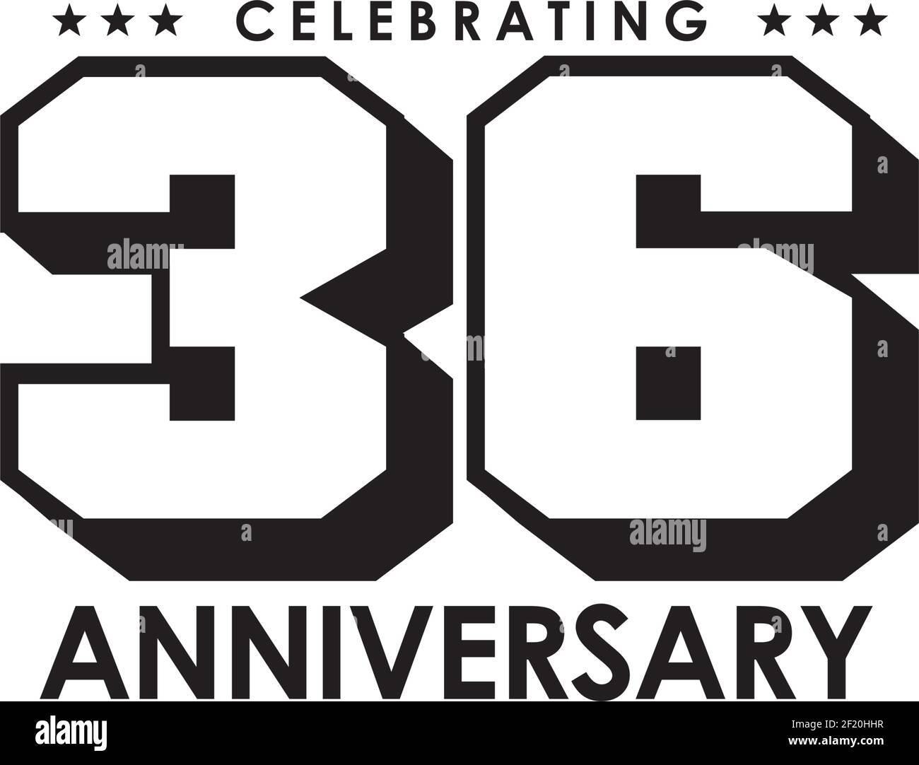 Celebrating 36th year anniversary logo design vector template Stock ...