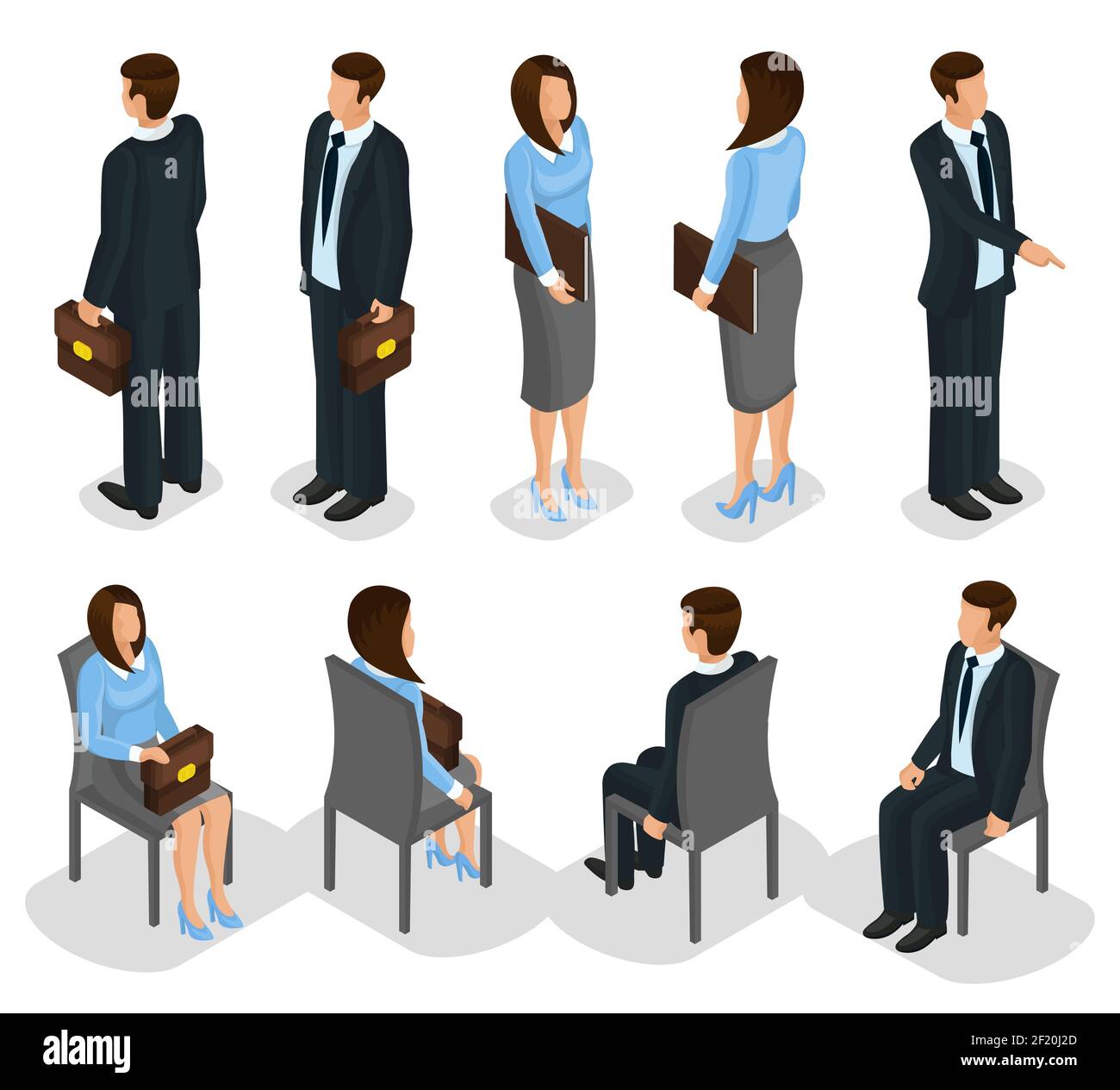 Isometric business people set with men in suit and women in formal ...