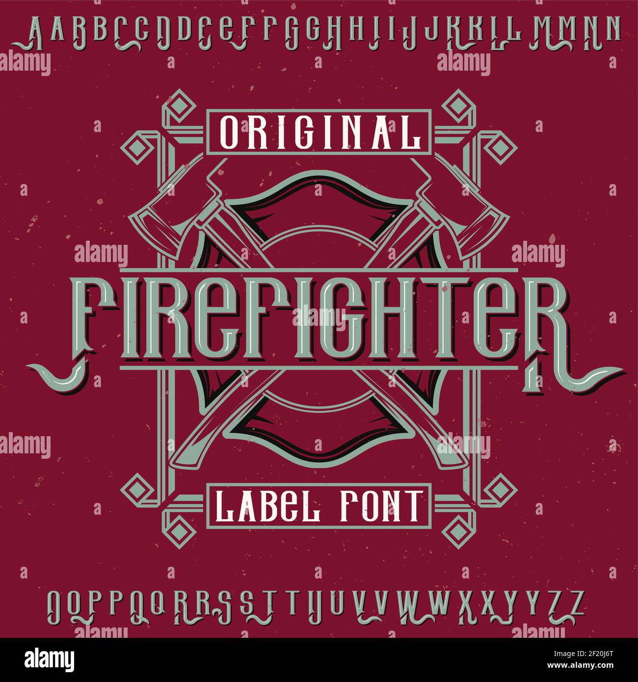 Original label typeface named 'Firefighter'. Good to use in any label ...