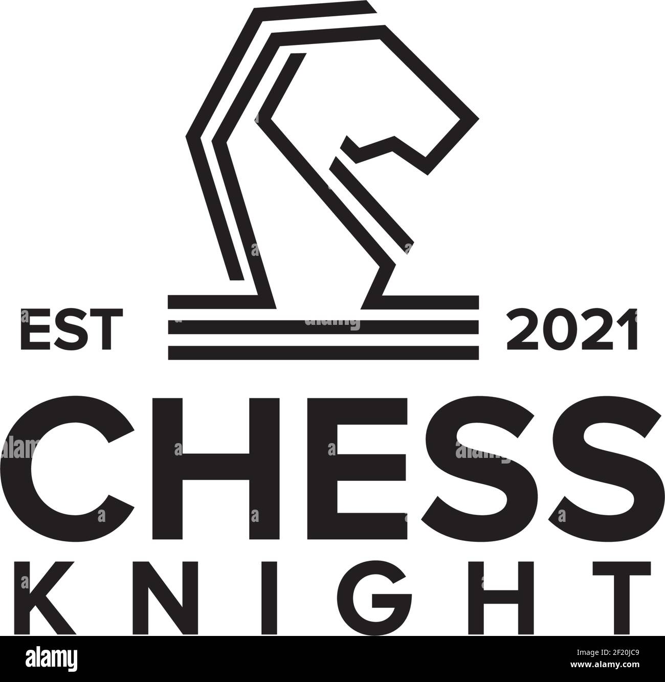 Chess knight logo with monoline design template Stock Vector Image ...