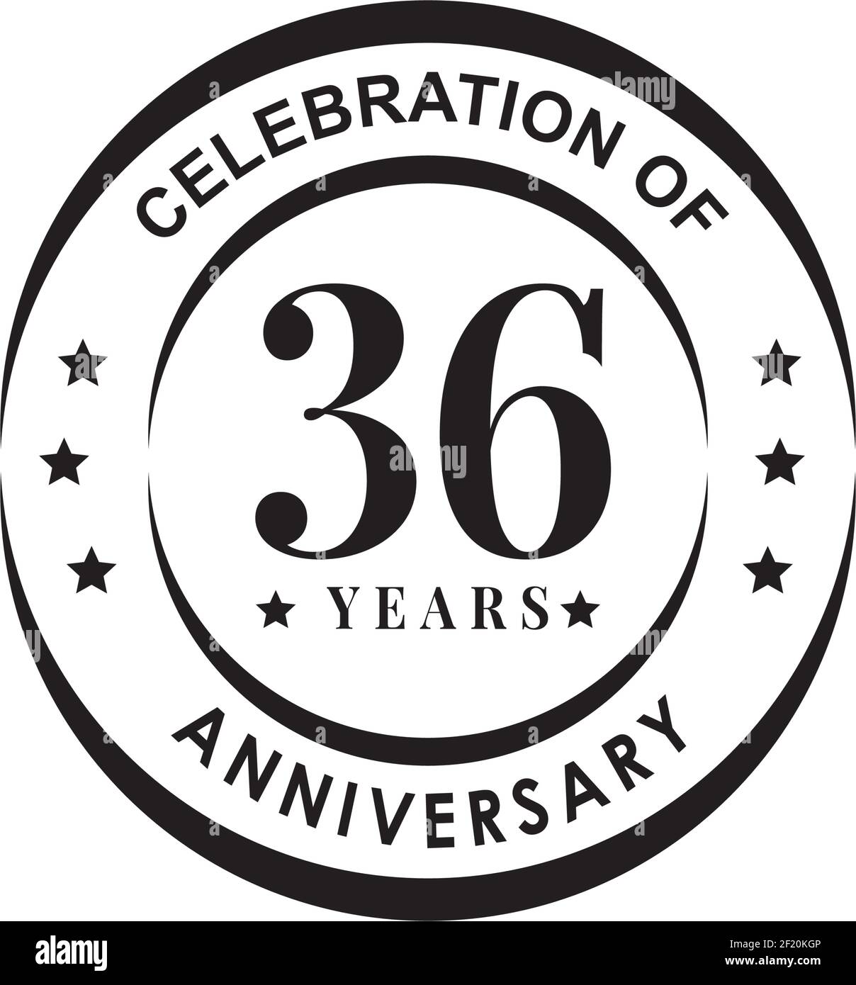 Celebrating 36th year anniversary logo design vector template Stock ...
