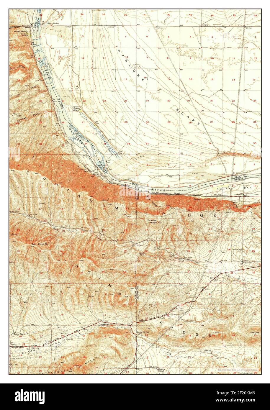 Priest Rapids, Washington, map 1951, 1:62500, United States of America ...