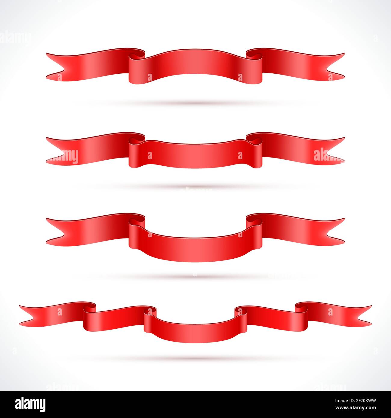 Set of vector Red Ribbons isolated on white background. EPS10 opacity ...