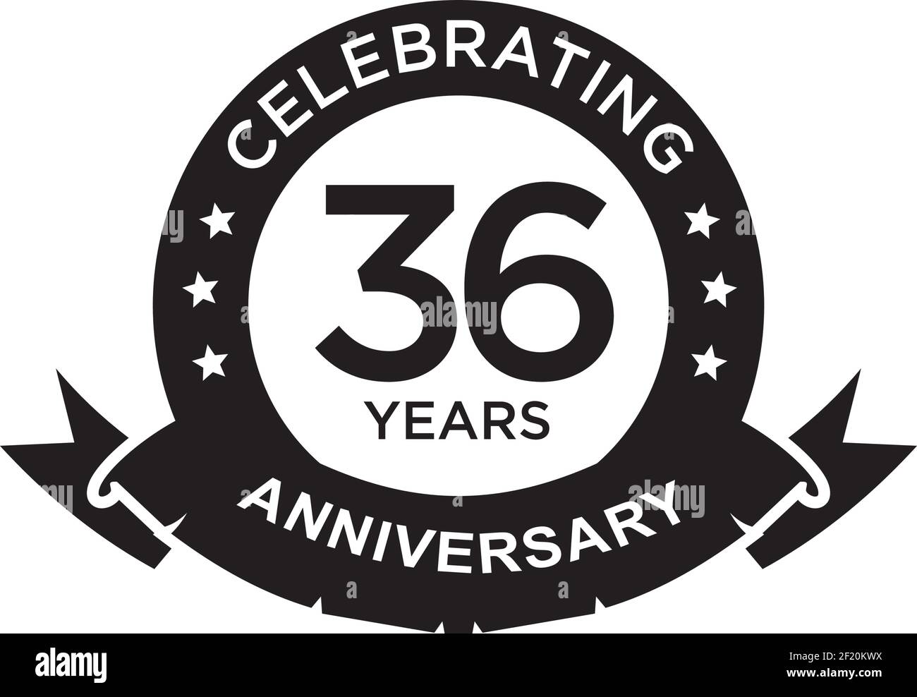 Celebrating 36th year anniversary logo design vector template Stock ...