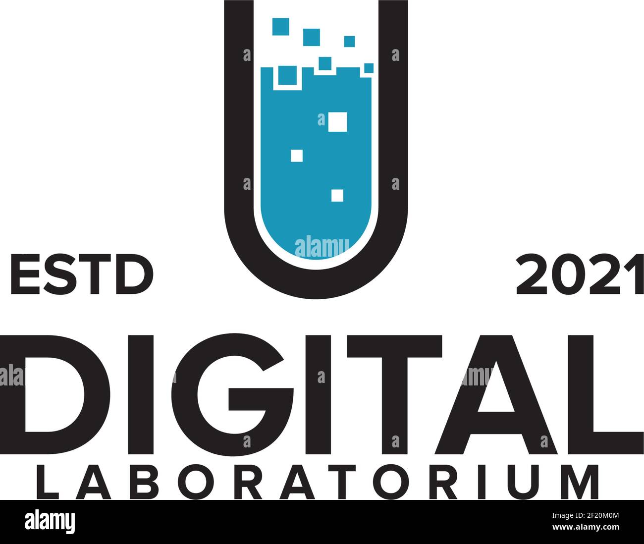 Digital lab with chemical liquid pixel design vector template Stock ...