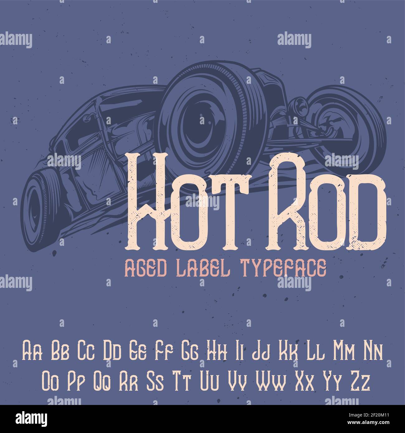 Original label typeface named 'Hot Rod'. Good to use in any label ...
