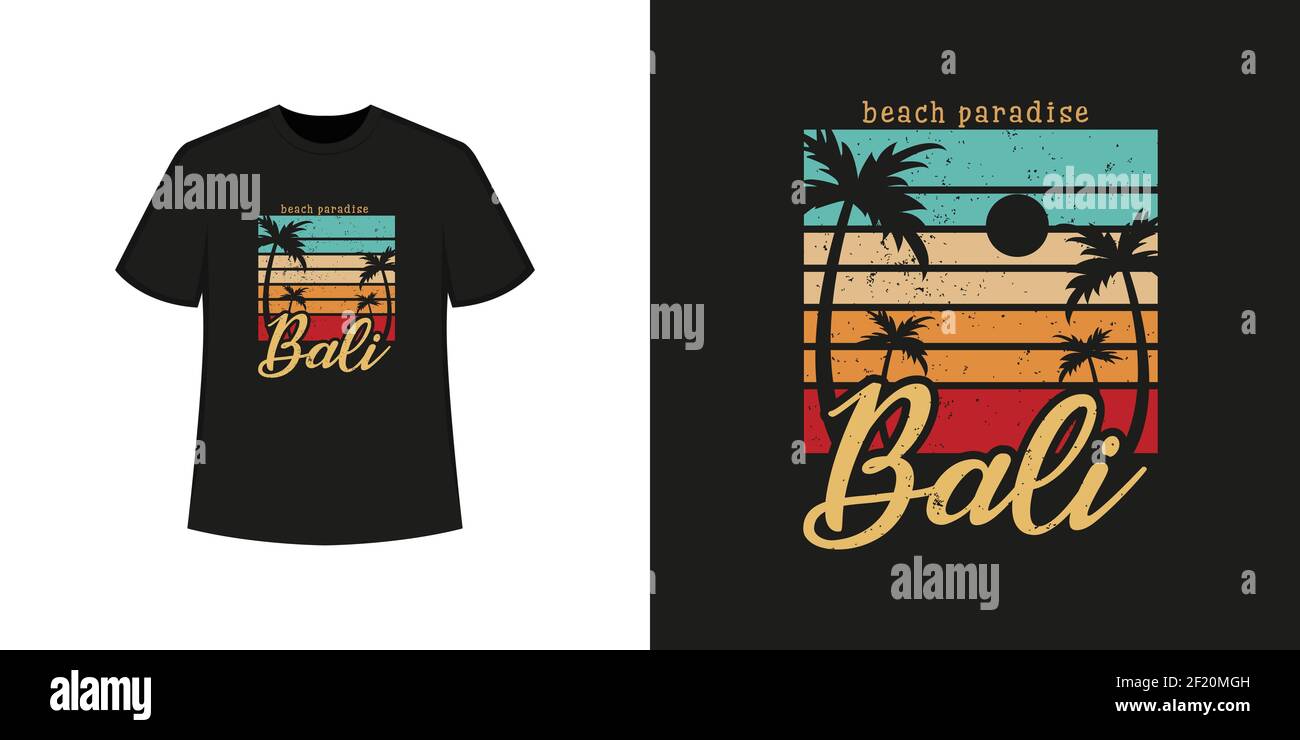 Bali ocean beach t shirt style and trendy clothing design with tree ...