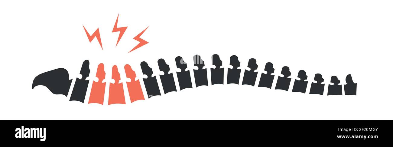 Backache. Back pain vector icon illustration isolated on white ...