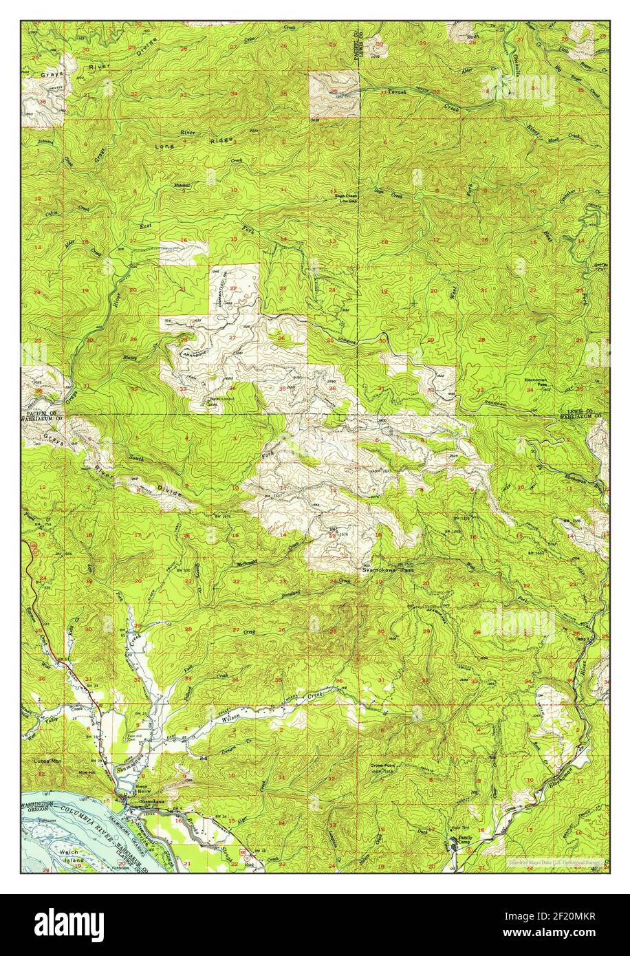 Map of skamokawa washington Cut Out Stock Images & Pictures - Alamy