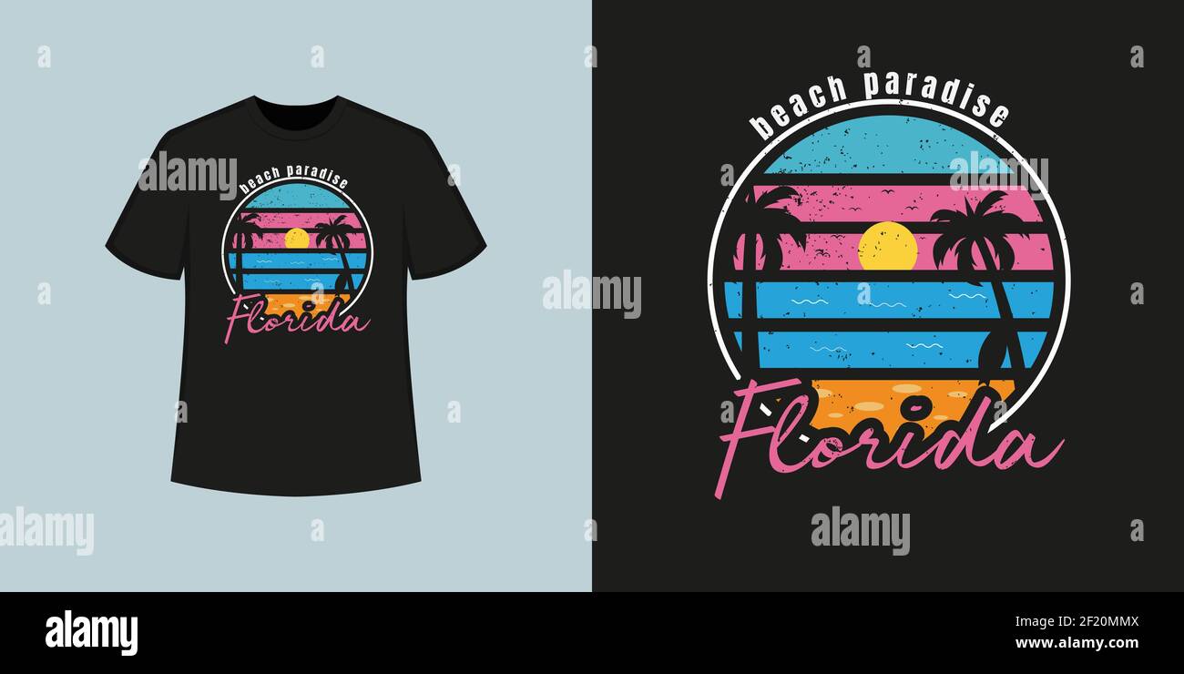 Florida ocean beach t shirt style and trendy clothing design with tree ...
