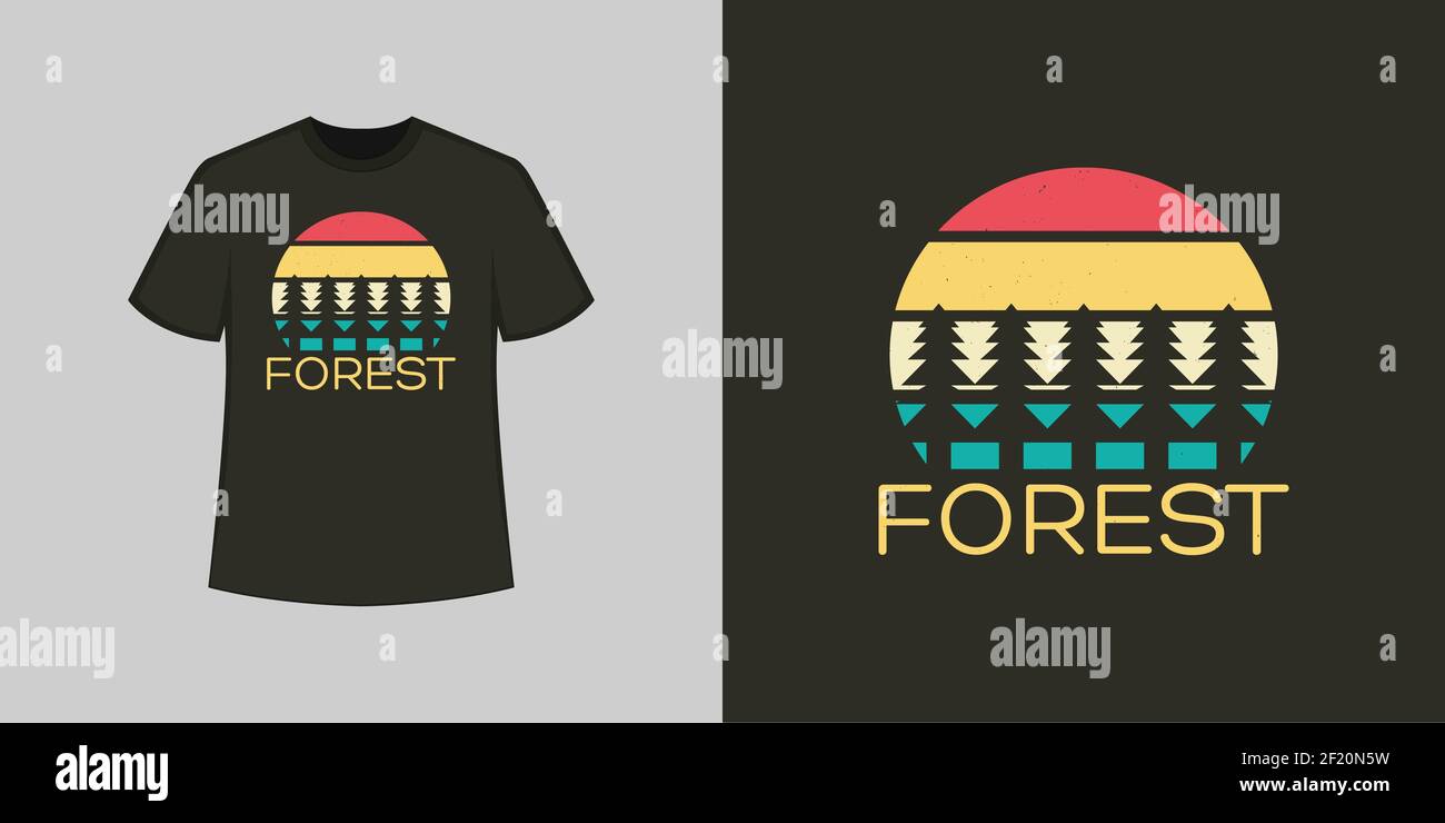 Forest t shirt style and trendy clothing design with silhouettes ...