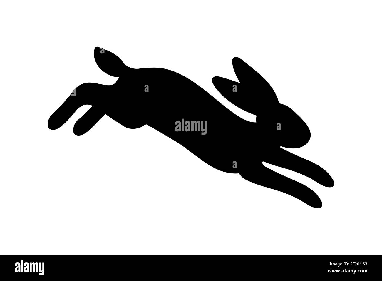 Vector illustration of a jumping rabbit. Black silhouette on a white ...