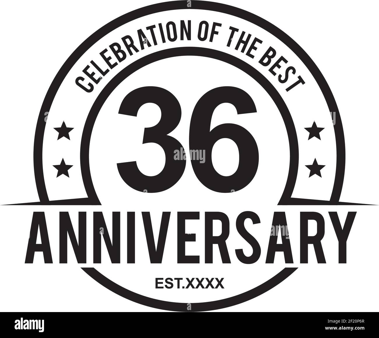 Celebrating 36th year anniversary logo design vector template Stock ...